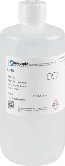 1000ug/mL BISMUTH 500mL-ISO 17034 (INC IGV) | Envirotechlab