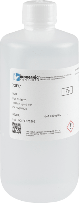 1000ug/mL IRON 500mL-ISO 17034 (INC IGV) | Envirotechlab