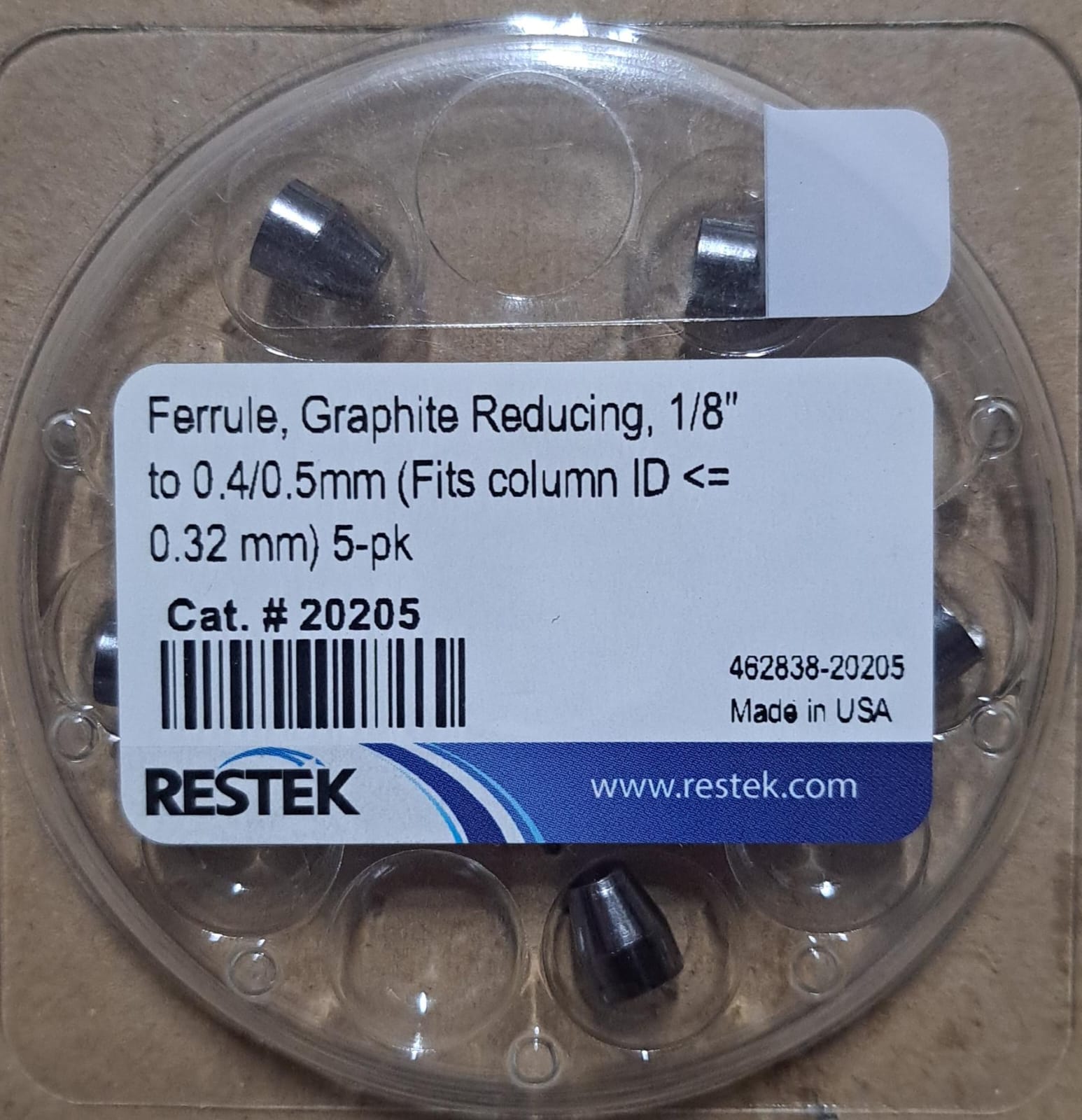 FERRULE, GRAPHITE REDUCING 1/8 TO 0.4/0.5MM (FITS COLUMN ID 0.32MM) 5 ...