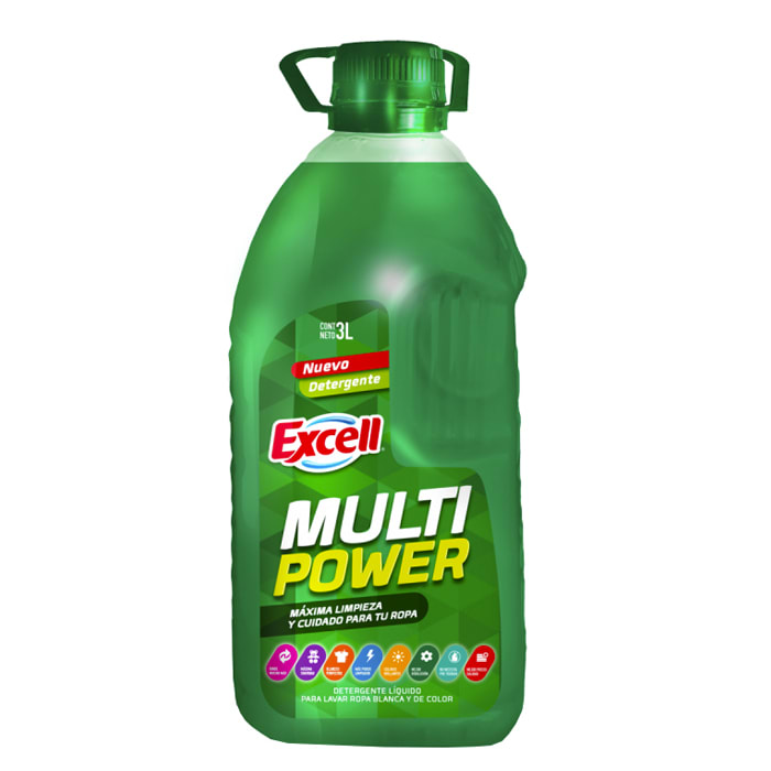 Detergente Líquido Multipower 3 Lt. Excell | Super Costo | Pañales y ...