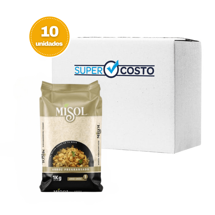 Caja 10 Paquetes Arroz Pregraneado 1Kg. Misol | Super Costo | Pañales y ...