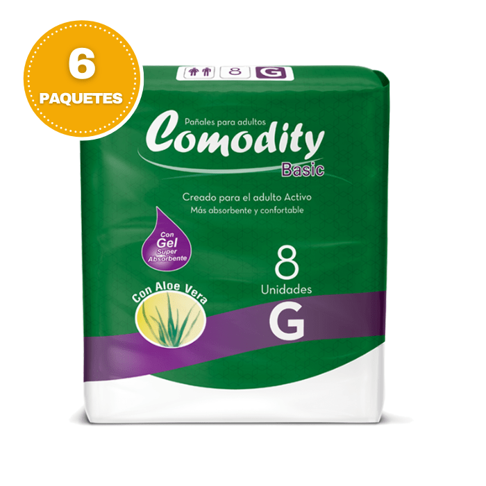 Pack 6 Paquetes Pañal Basic Talla G 8 Un. Comodity | Super Costo ...