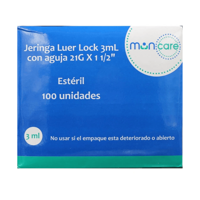 Jeringa Luer Lock 3cc con Aguja 21G x 1 1/2" Caja 100 Un. | Super Costo ...