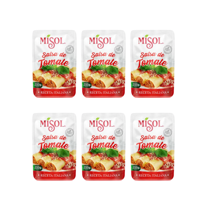 Pack 6 Sachet Salsa de Tomate Italiana 200 Gr. Misol | Super Costo ...