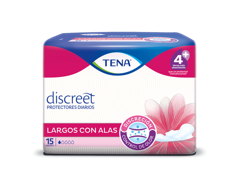 Protectores Diarios Largos Con Alas Discreet 15 Un. Tena | Super Costo ...