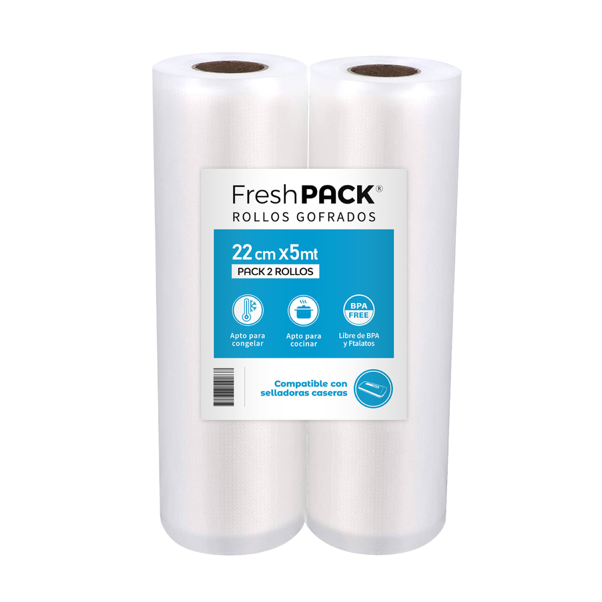 Pack 2 Rollos Sellado al Vacío 22cm X 5mts | Cuuk.cl