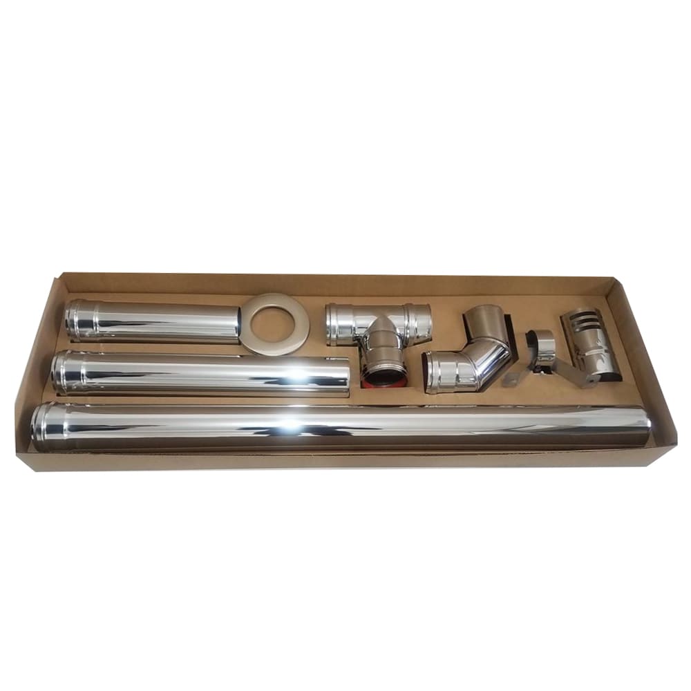 Kit Instalación Estufa A Pellet Inox Muro 80mm | Comercial Globex