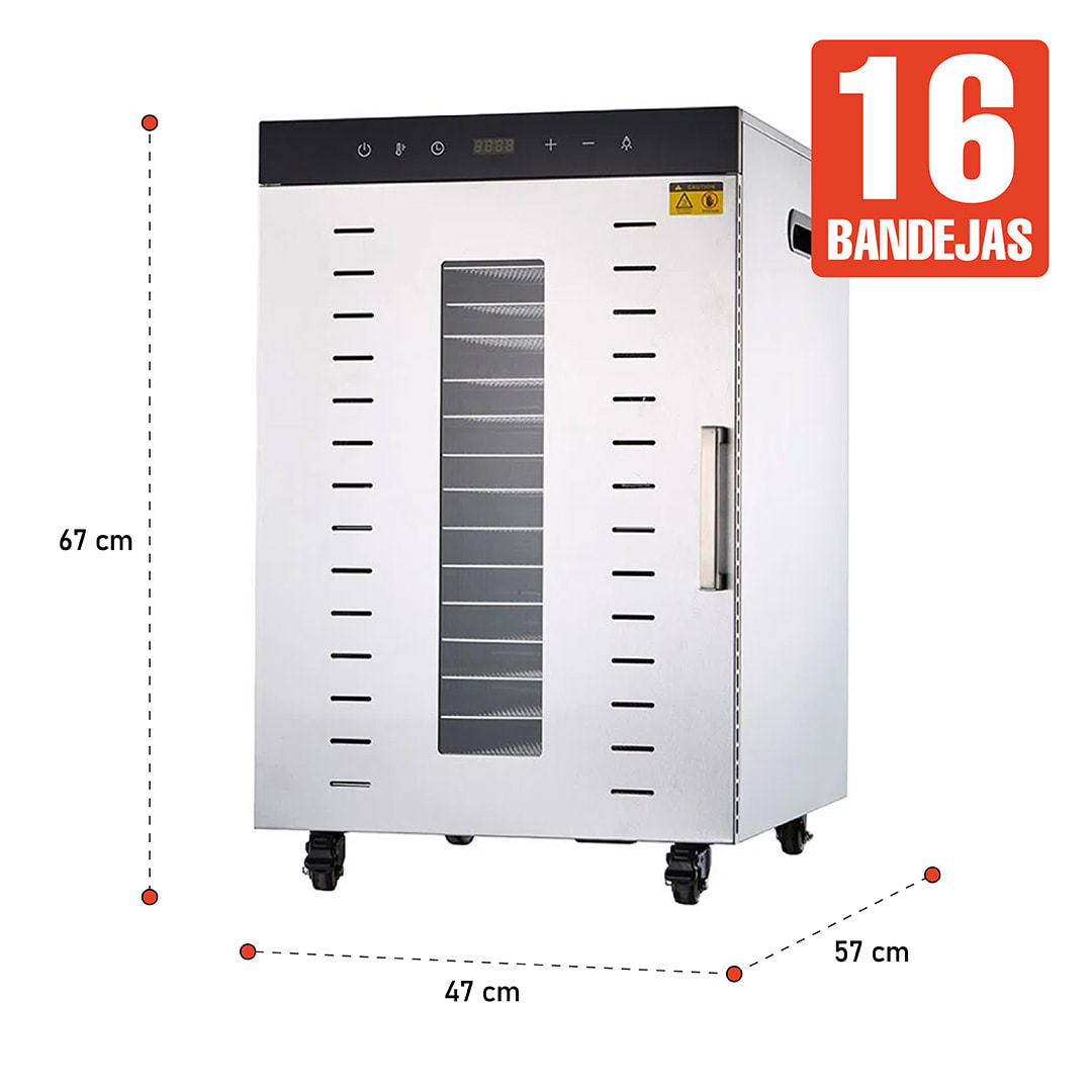DESHIDRATADOR DE ALIMENTOS ACERO INOXIDABLE 16 BANDEJAS | Comercial Globex