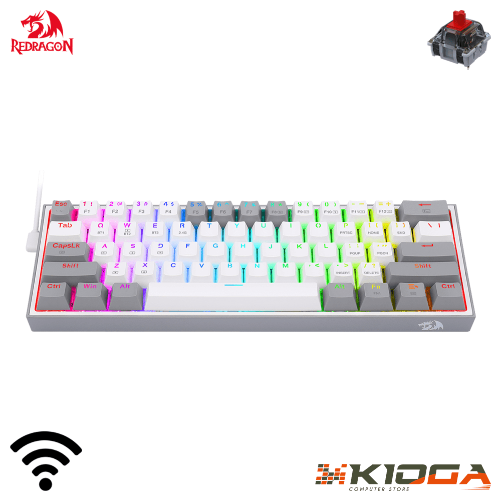 TECLADO REDRAGON FIZZ PRO WIRELESS RGB WHITE/GREY - RED SWITCH | KIOGA ...