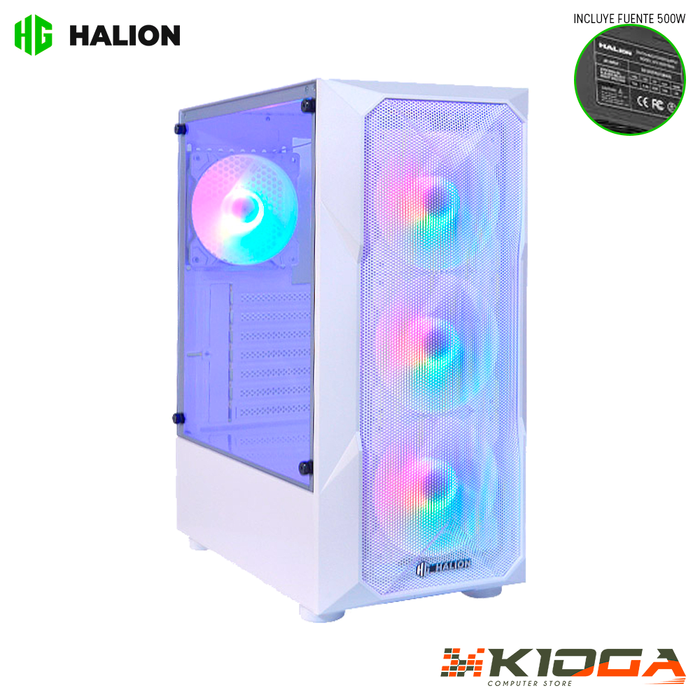 CASE C/FUENTE HALION STUKA CR11 WHITE +500W | KIOGA COMPUTER STORE