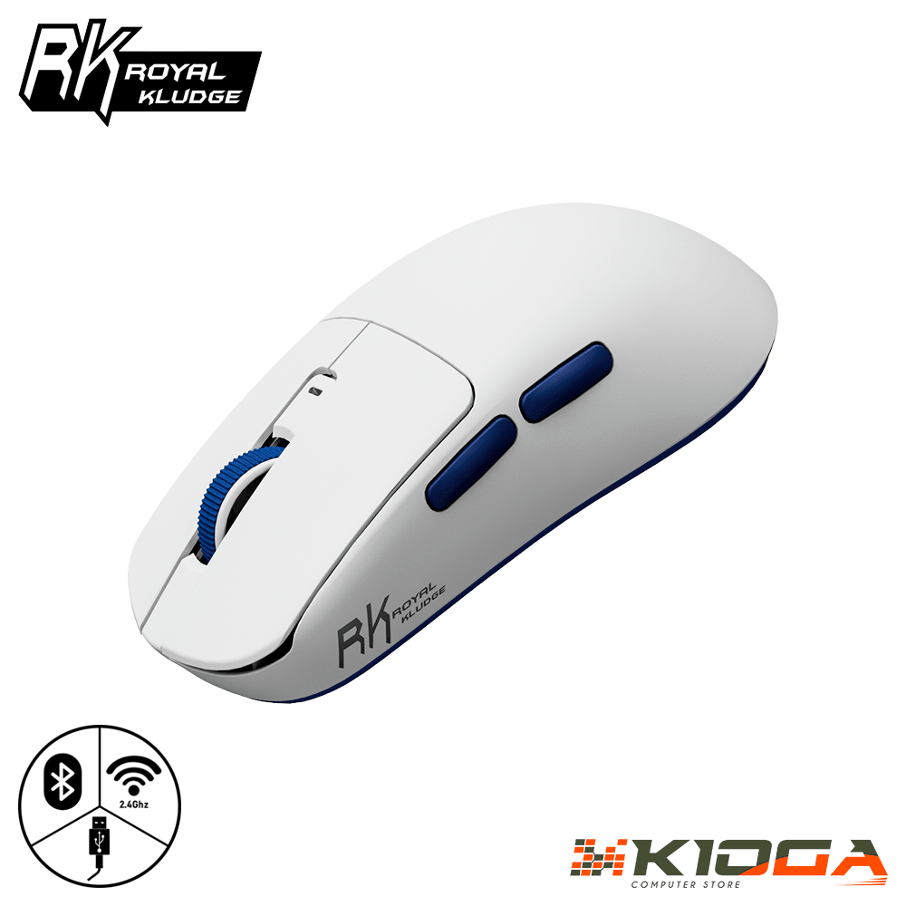 MOUSE WIRELESS ROYAL KLUDGE M30 WHITE BLUE 2.4G/BT/WIRED | KIOGA ...