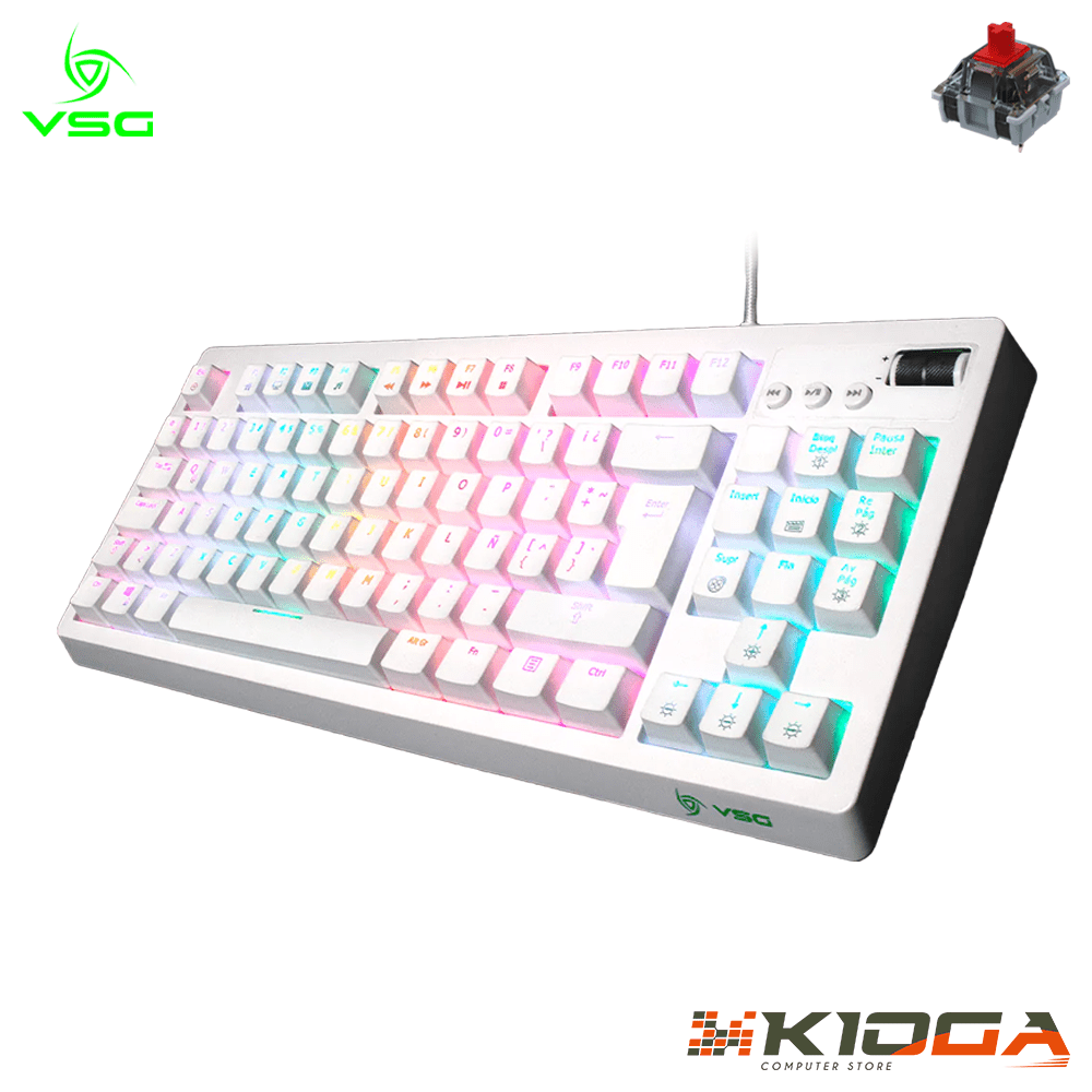 TECLADO VSG QUASAR WHITE RGB - RED SWITCH | KIOGA COMPUTER STORE