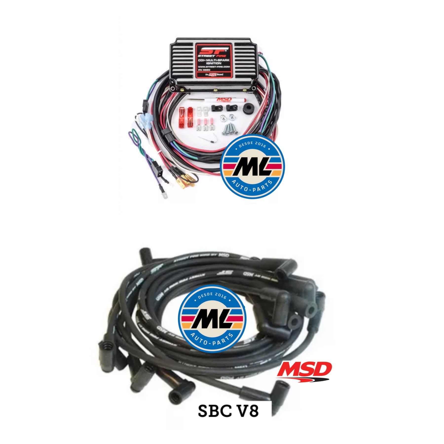 Pack Multichispa MSD 5520 + Cables bujías MSD 5554 Chevy V8 | ML AUTO PARTS