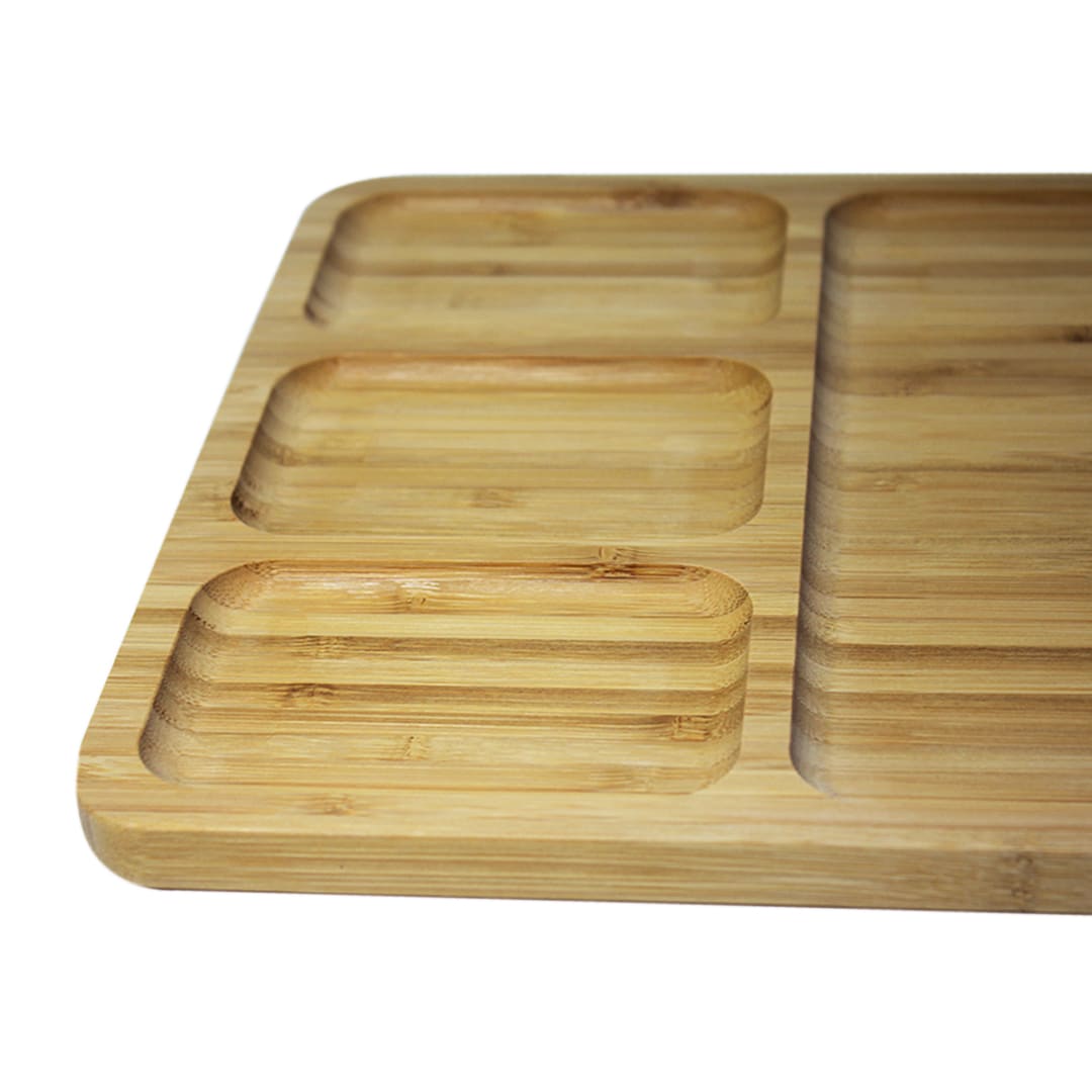 BANEJA DE BAMBÚ CON DIVISIONES | IDEAL PARA APERITIVOS Y SÁNDWICHES ...