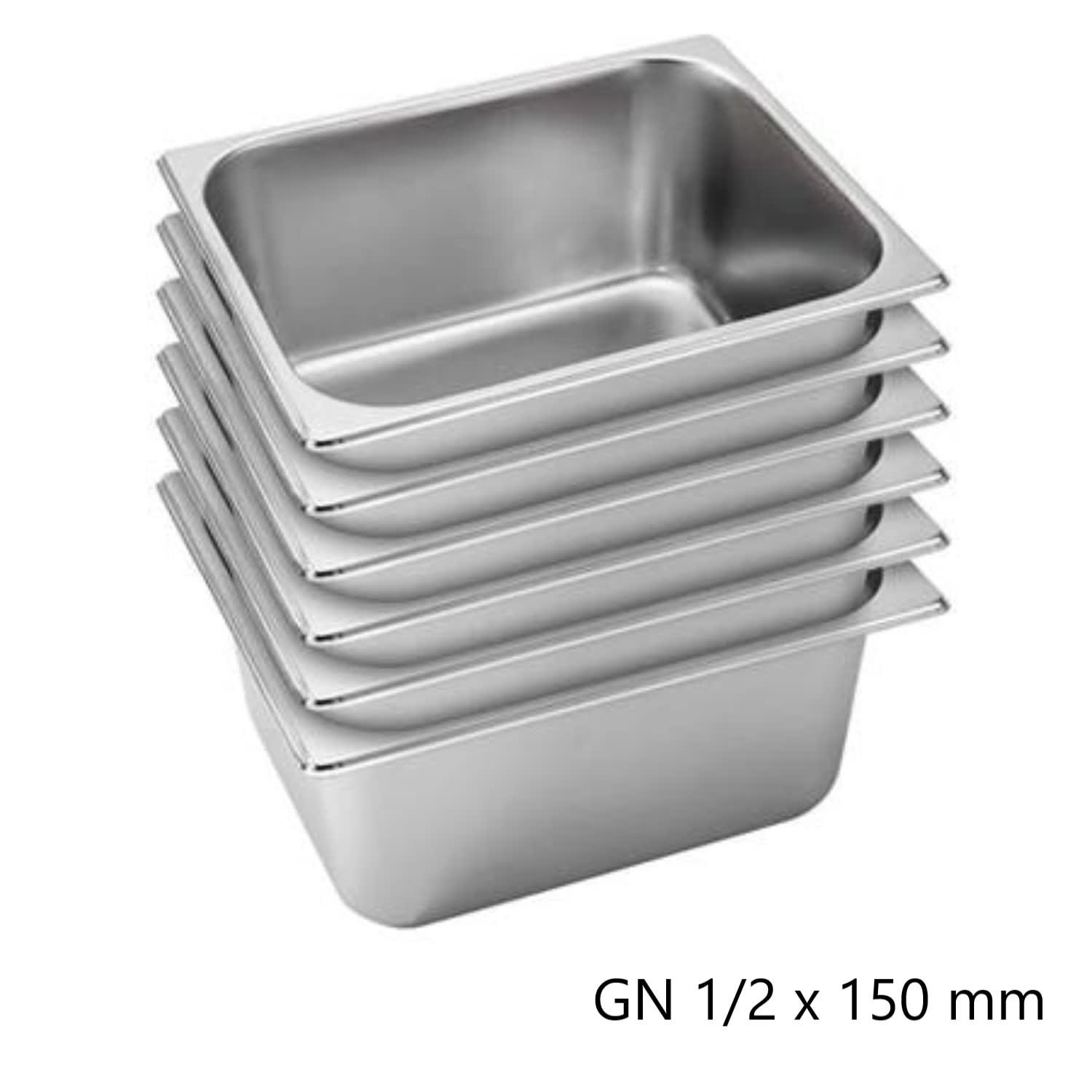 Pack 6 Depositos Gastro GN 1/2 x 150 mm Acero Inox | ProChef