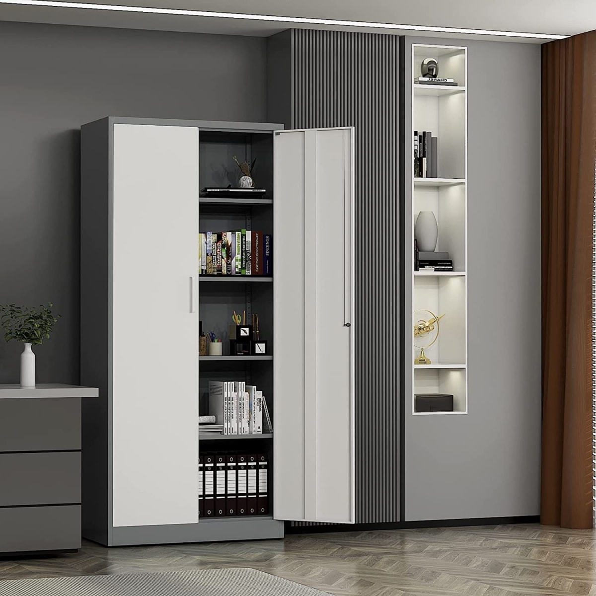 Armario de Acero 90x40x185 cm. Bandejas Horizontales. 2 Cuerpos 2 Puertas | ProChef