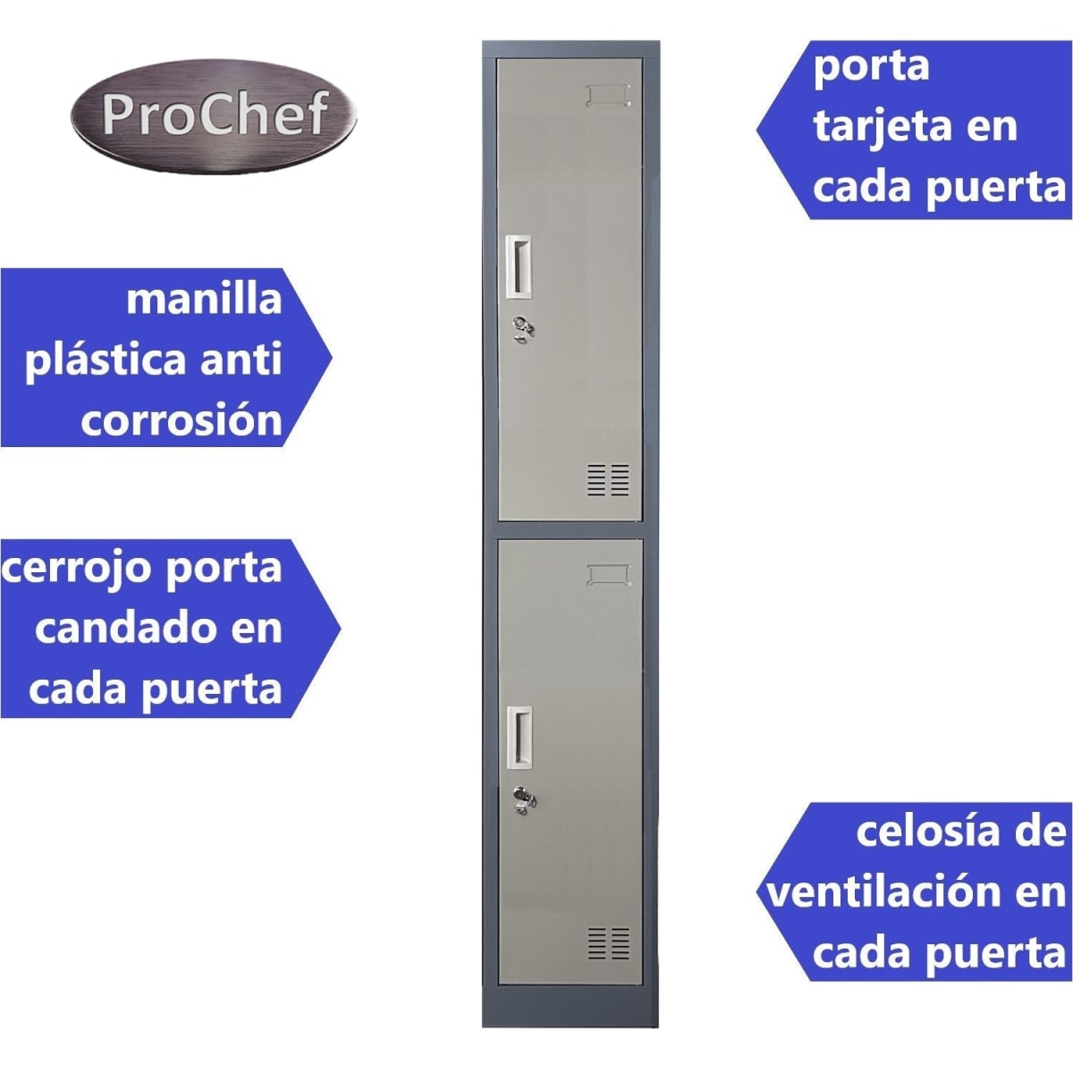 Locker Casillero Metálico 1 Cuerpo 2 Puertas | ProChef