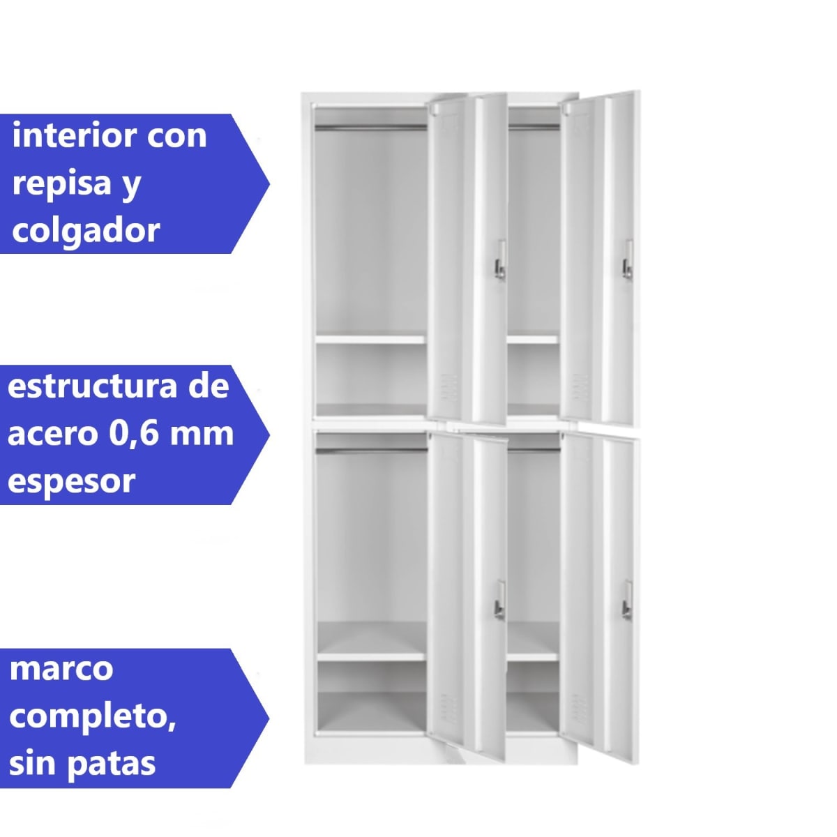 Locker Casillero Metalico 2 Cuerpos 4 Puertas | ProChef