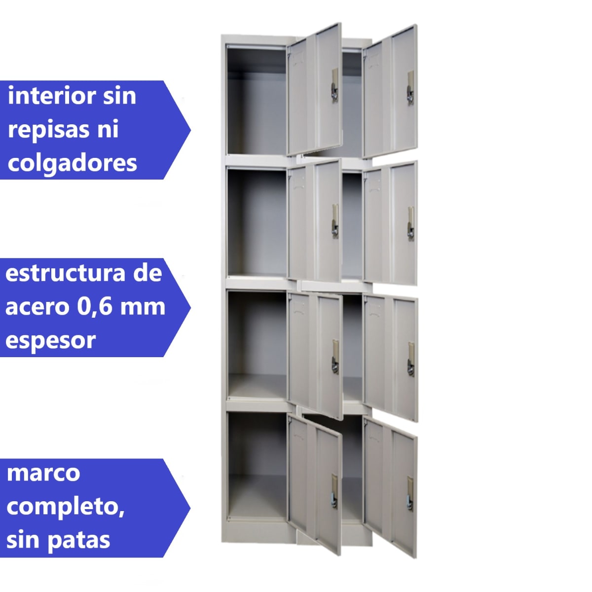 Locker Casillero Metálico 2 Cuerpos 8 Puertas | ProChef