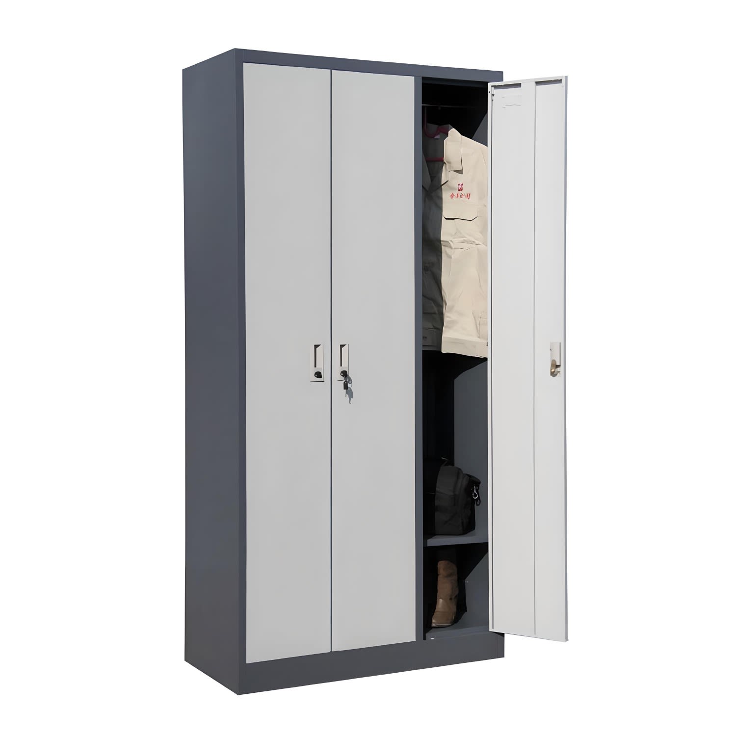 Armario de Acero 90x40x185 cm. 8 Espacios. 2 Cuerpos 3 Puertas | ct-prochef
