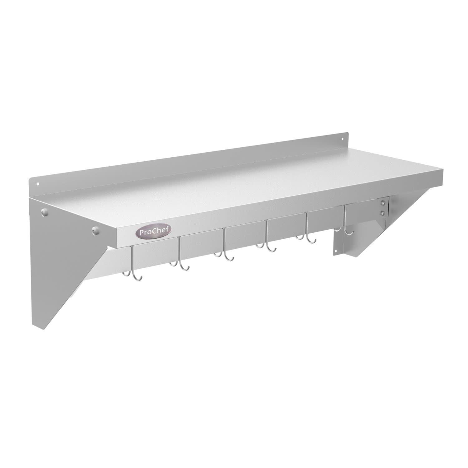 Repisa Mural 90x30 cm Acero Inoxidable con Colgador de Ollas | ProChef