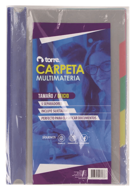 CARPETA VINILO TORRE OFICIO 5 SEPARADORES | IMPORTADORA Y DISTRIBUIDORA CAREMARC