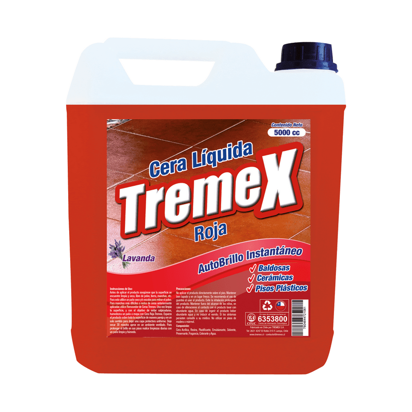 CERA LIQUIDA TREMEX ROJA 5L | IMPORTADORA Y DISTRIBUIDORA CAREMARC