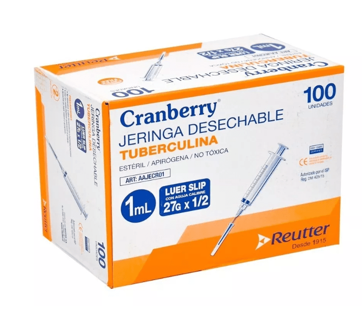 CAJA DE JERINGA TUBERCULINA 1ML 27G X1/2 GRANBERRY | IMPORTADORA Y DISTRIBUIDORA CAREMARC