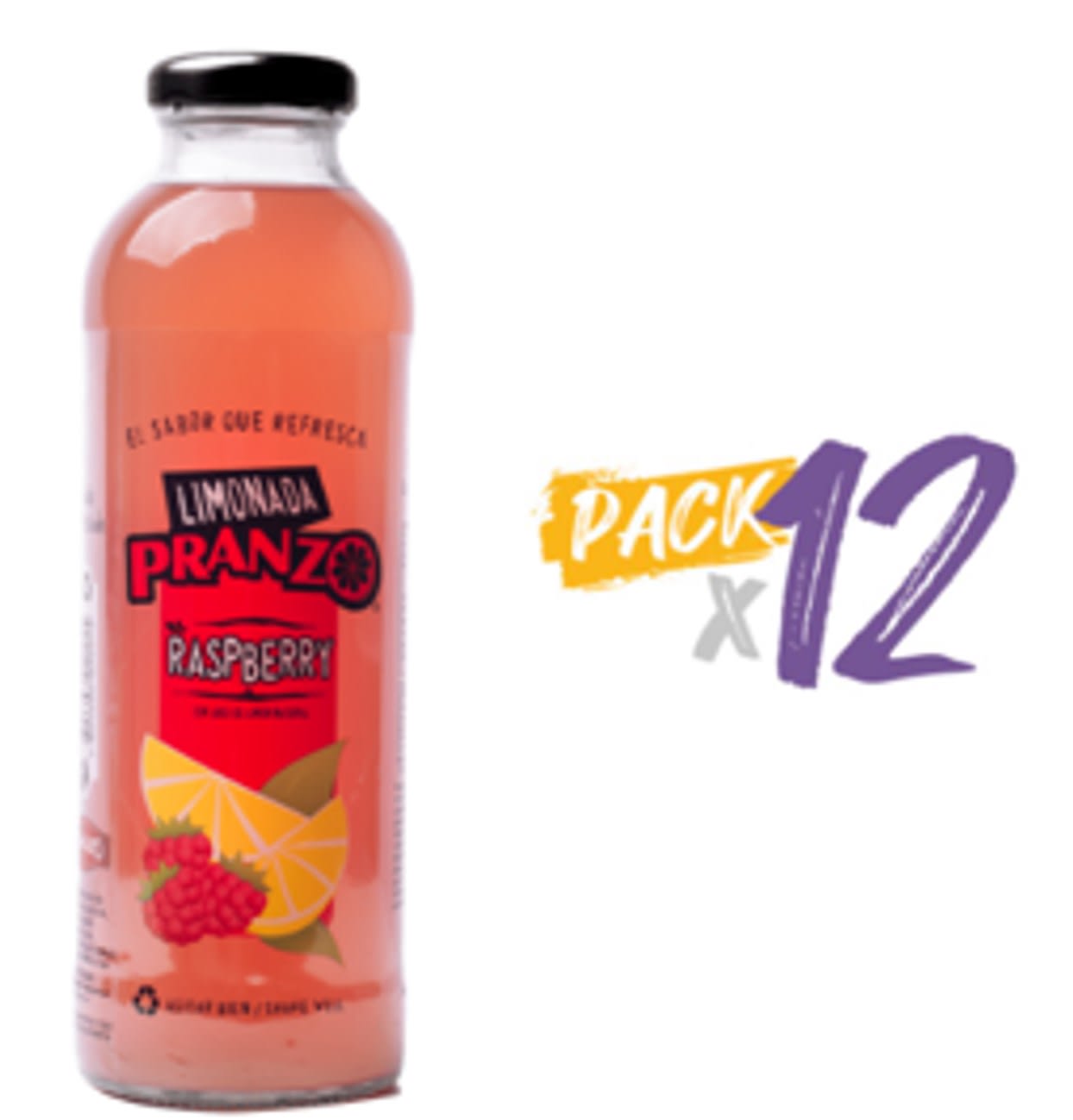 Limonada Raspberry Vidrio 475 cc - Pack 12 | Aki Hay