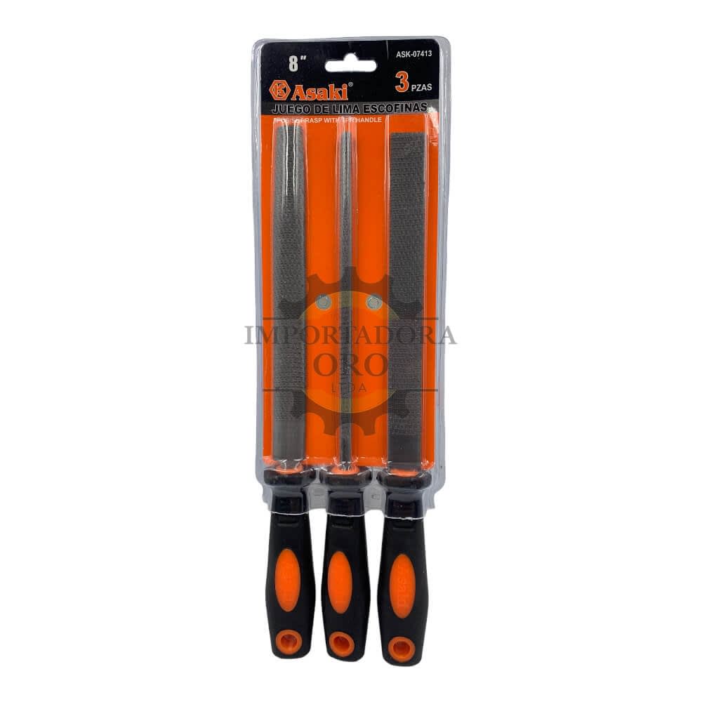 Juego de Lima Escofina 8" 3 piezas 07413 | Importadora Oro Limitada