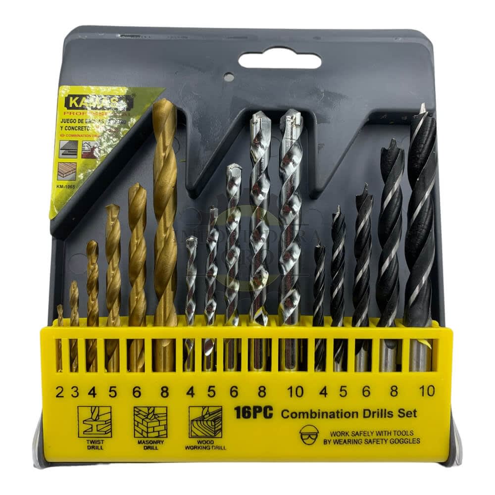 Set de Brocas para Metal Madera y Concreto 16 piezas km1065 ...