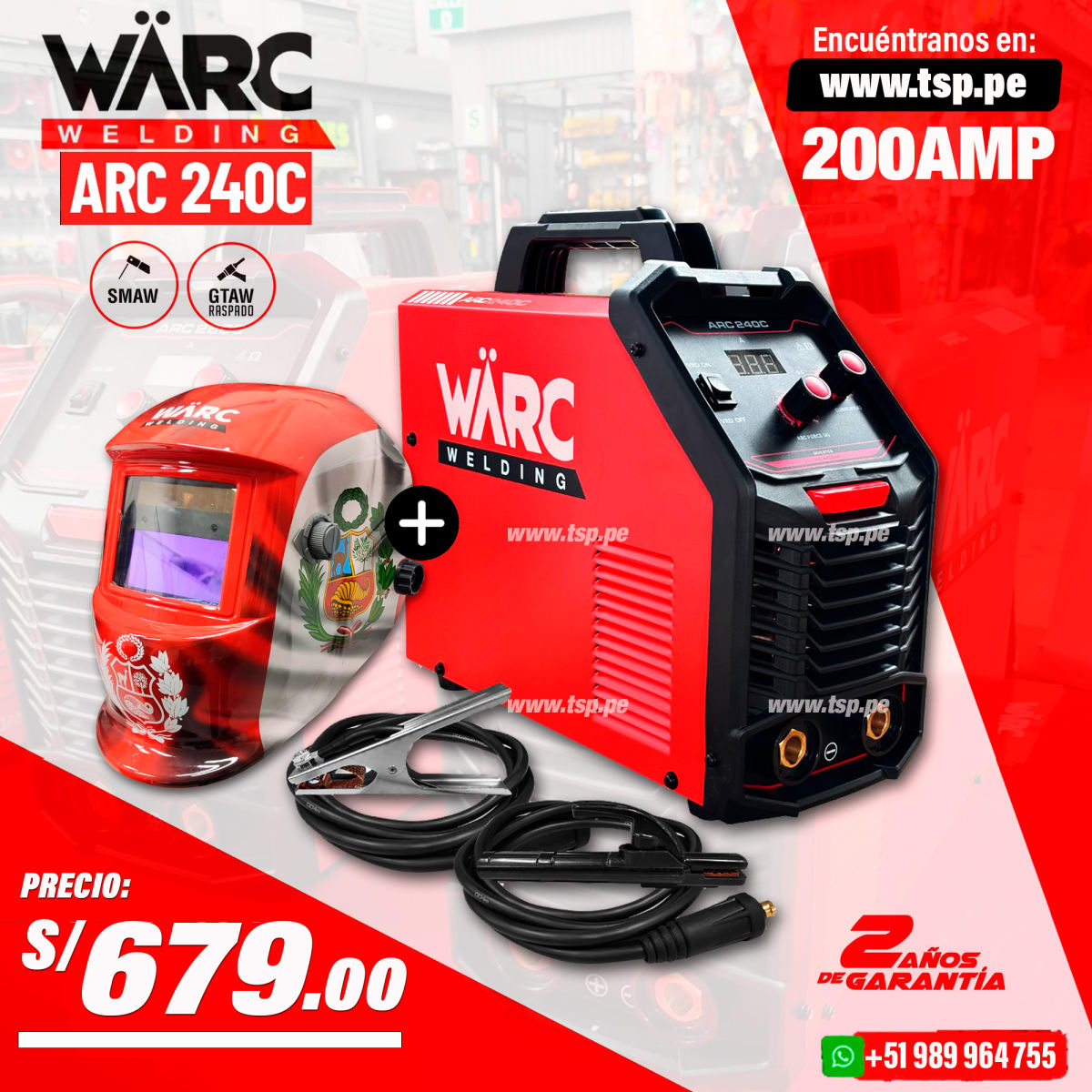 SOLDADORA INVERTER 200AMP WARC ARC240C | TSP MAQUINARIAS S.A.C.