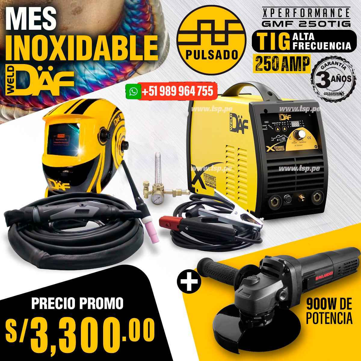 Máquina De Soldar Tig 250a Daf Alta Frecuencia Y Pulsado | TSP