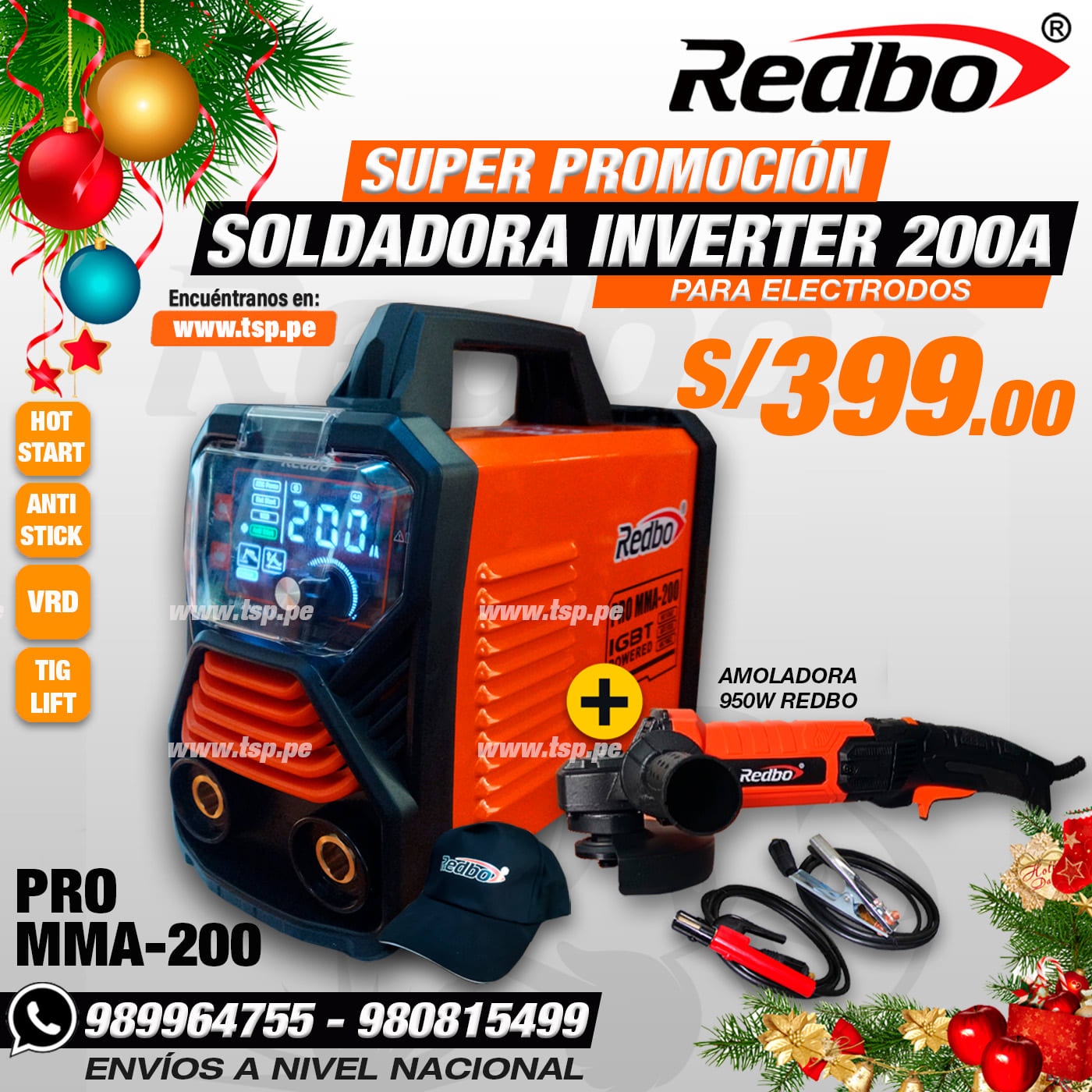 SOLDADORA INVERTER 200A REDBO PRO MMA-200 | TSP
