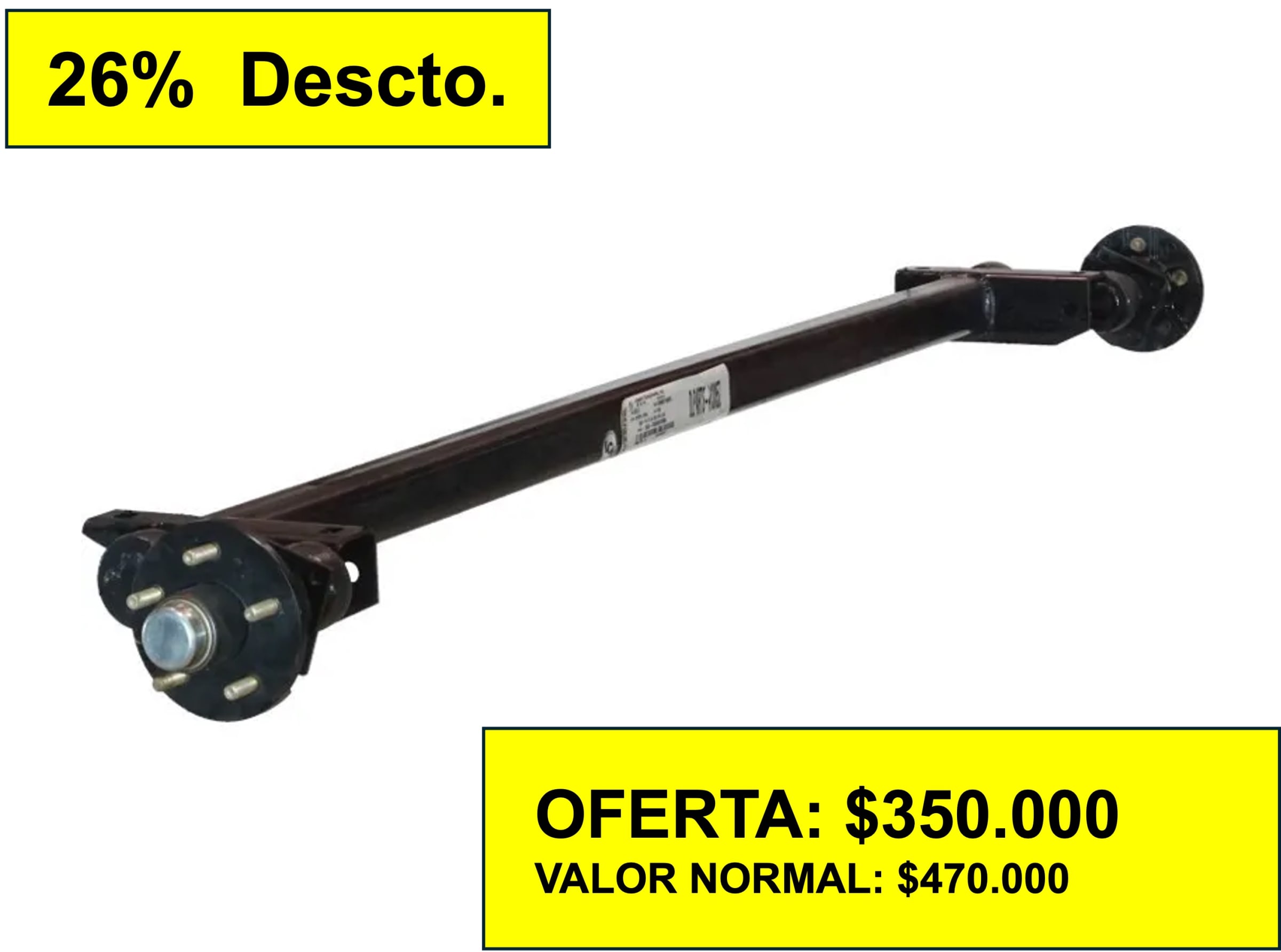 Eje de Torsión 1500 kg, sin freno, apernadura 5x114 | Metalcar | Carros ...