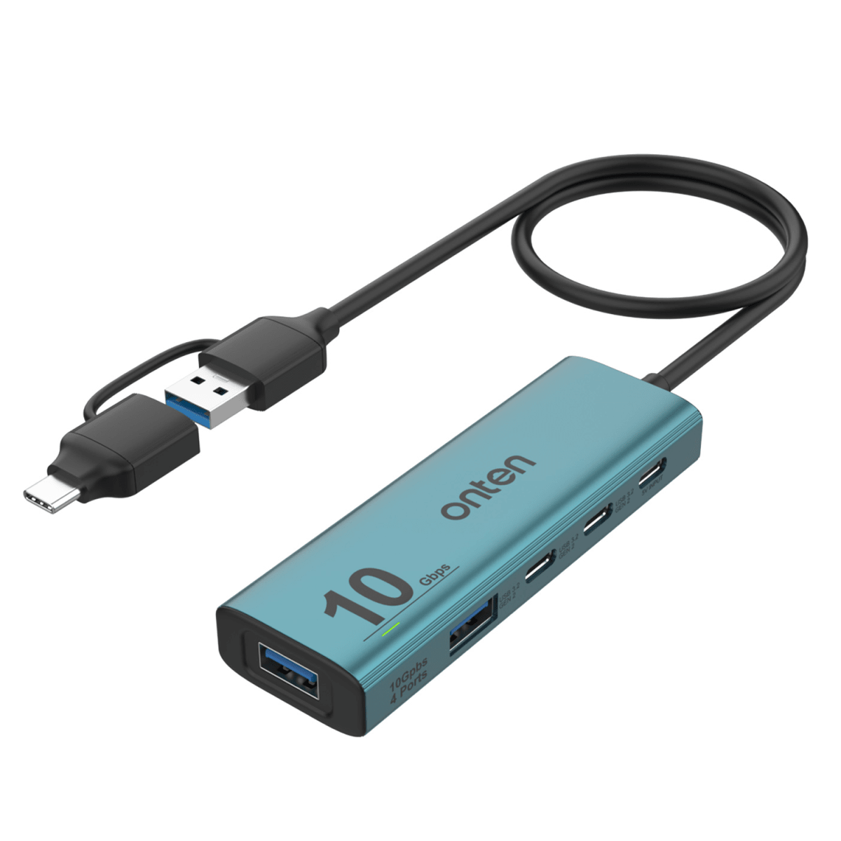 Hub 5 en 2 de 4 Puertos USB 3.2 Gen 2 10G con Cargador Onten | Impohogar