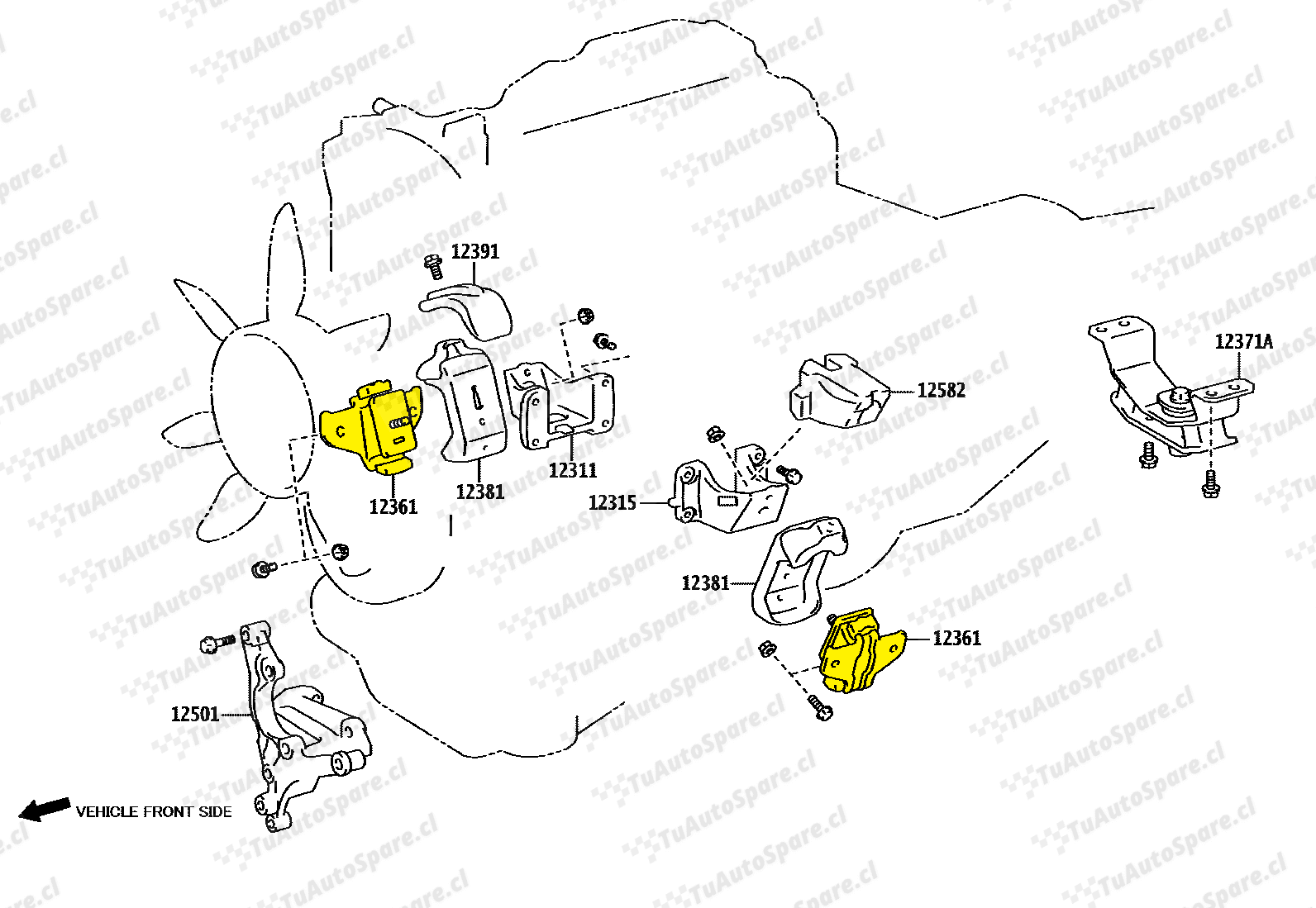 Soporte Motor HILUX 2016-2021, Izq/Der | TuAutoSpare.cl