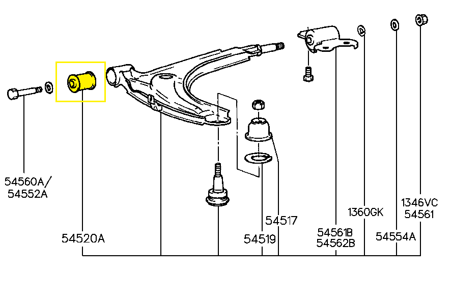 Buje Bandeja Inferior Delantero ELANTRA 1996-2000, Pos A | TuAutoSpare.cl