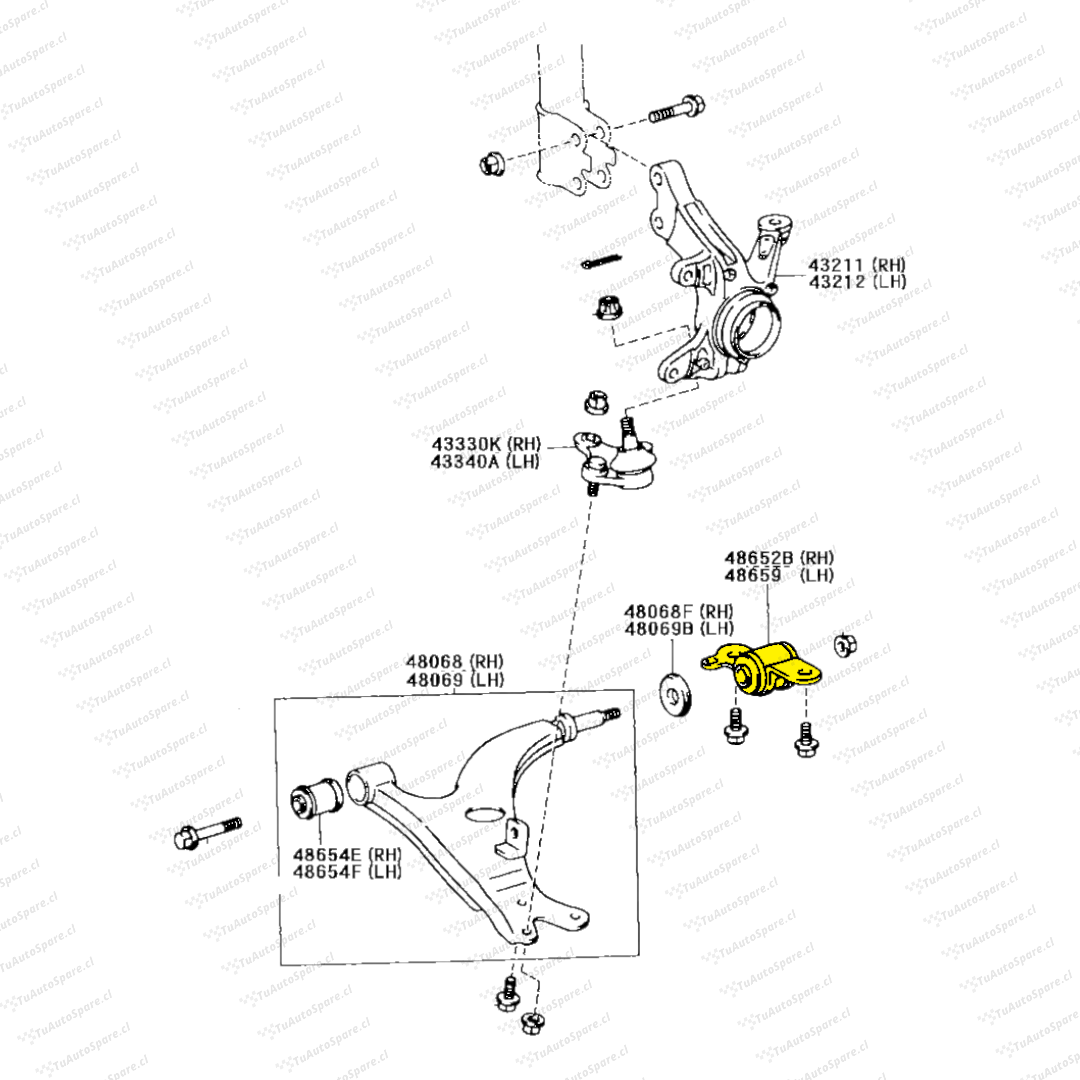 Buje Bandeja Inferior Delantero RAV4 1996-1999, Pos A | TuAutoSpare.cl