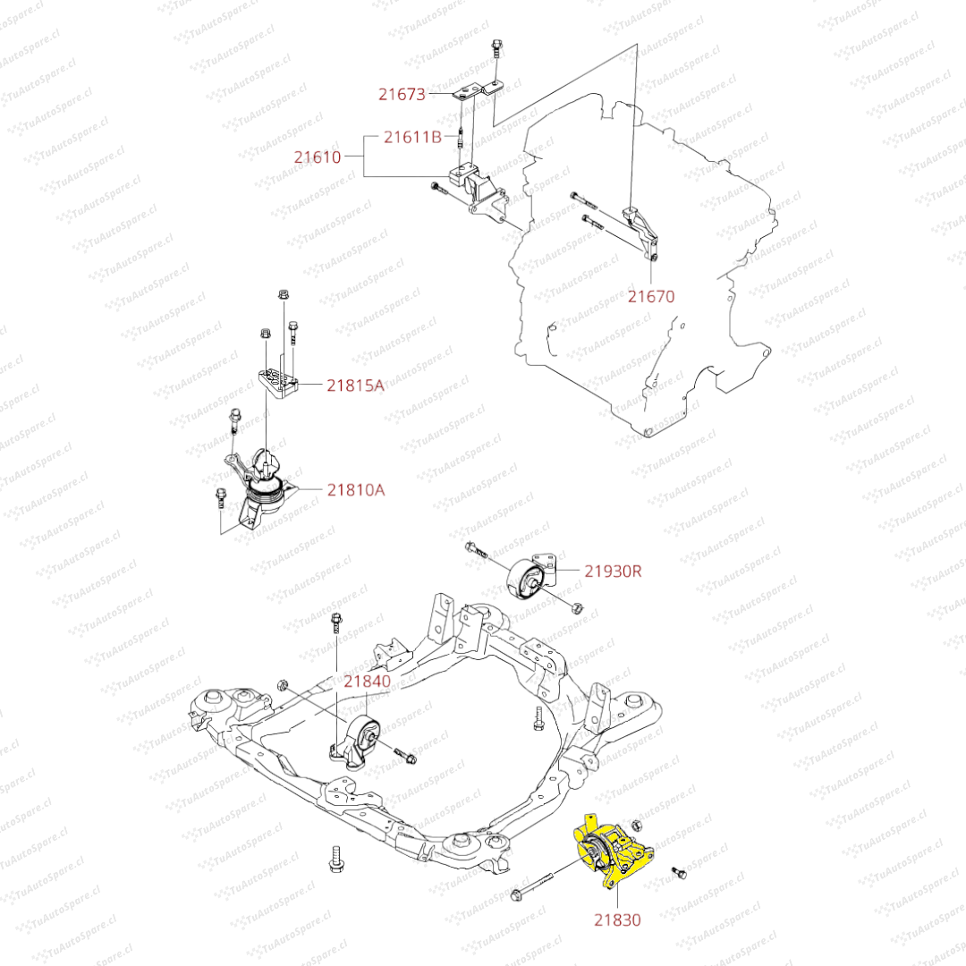 Soporte Motor ELANTRA (2.0) 2001-2006, Izquierdo | TuAutoSpare.cl