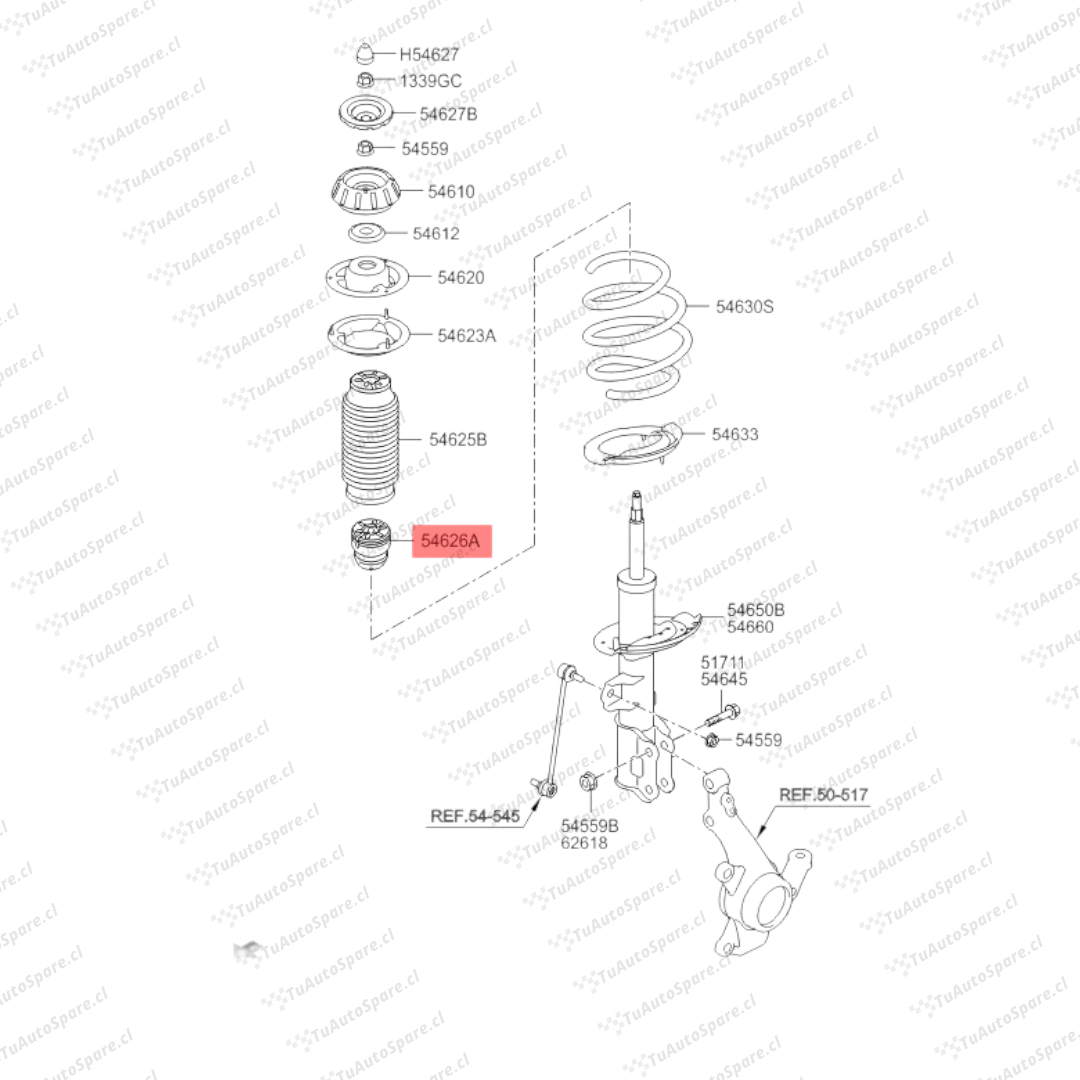 Goma Tope Amortiguador Delantero ELANTRA 2011-2016, Izq/Der ...