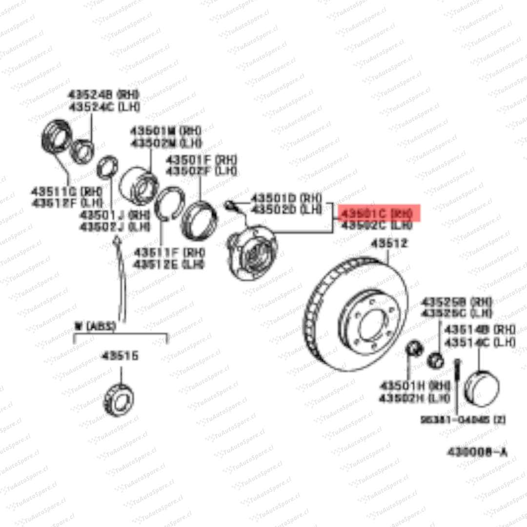 Maza/Rodamiento Delantero RAV4 (AT) 2016-2019, Izq/Der | TuAutoSpare.cl