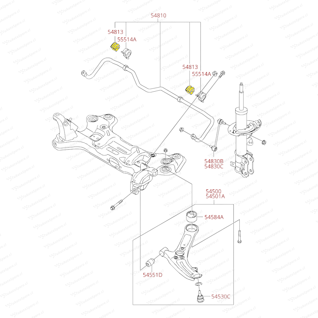 Buje Barra Delantero i10 2015-2021, Izq/Der | TuAutoSpare.cl
