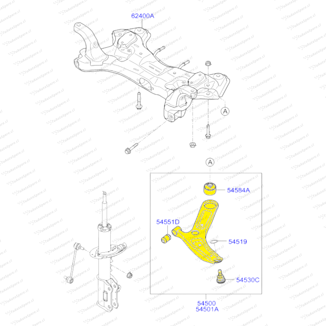 Bandeja Inferior Delantero ATOS 2020-2022, Derecho | TuAutoSpare.cl