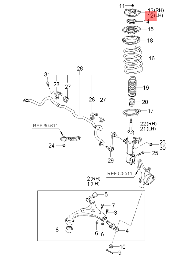 Cazoleta Delantero CARENS 2006-2012, Derecho | TuAutoSpare.cl