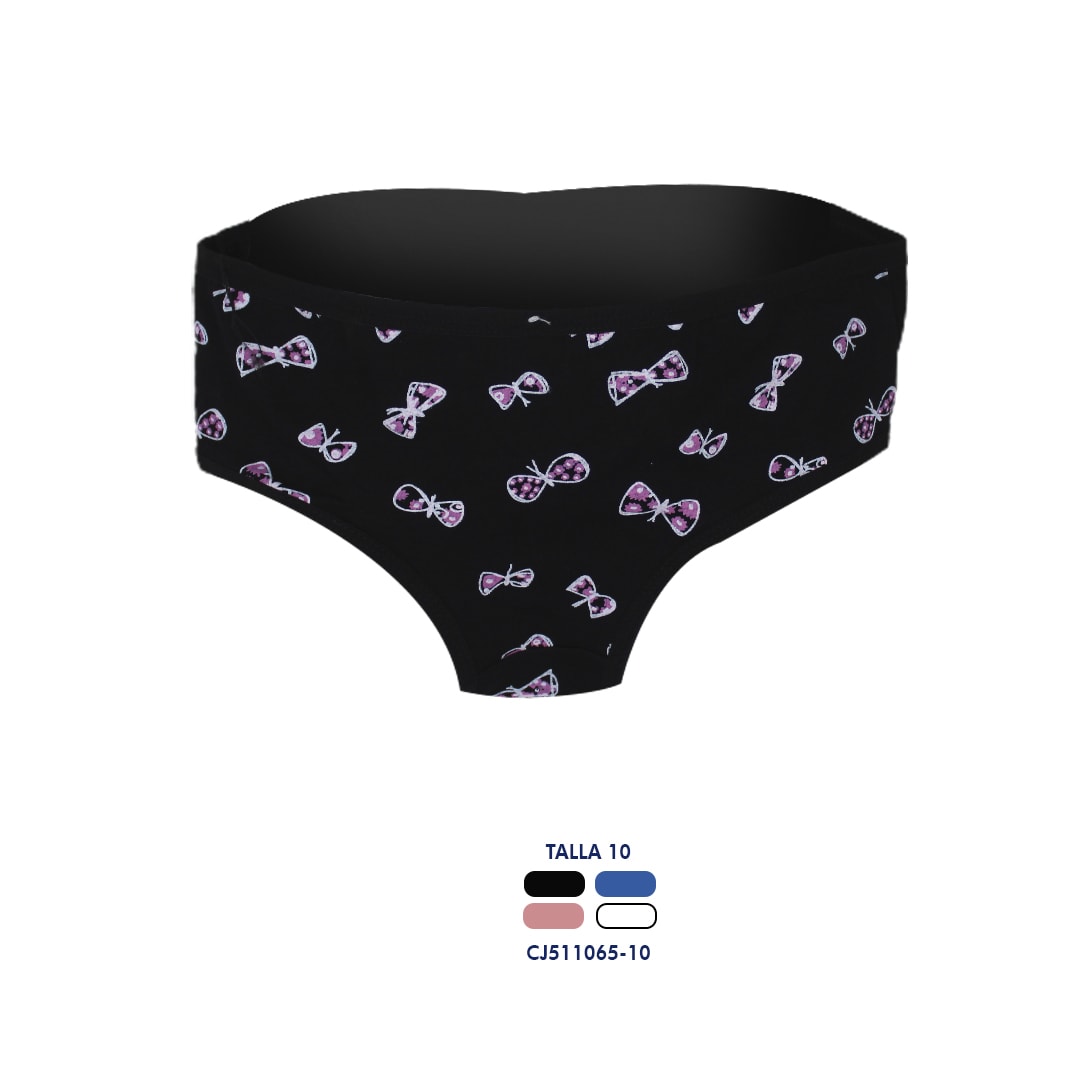 Calzón juvenil algodón con diseño de lazos para niñas - Pack 4 unidad ...