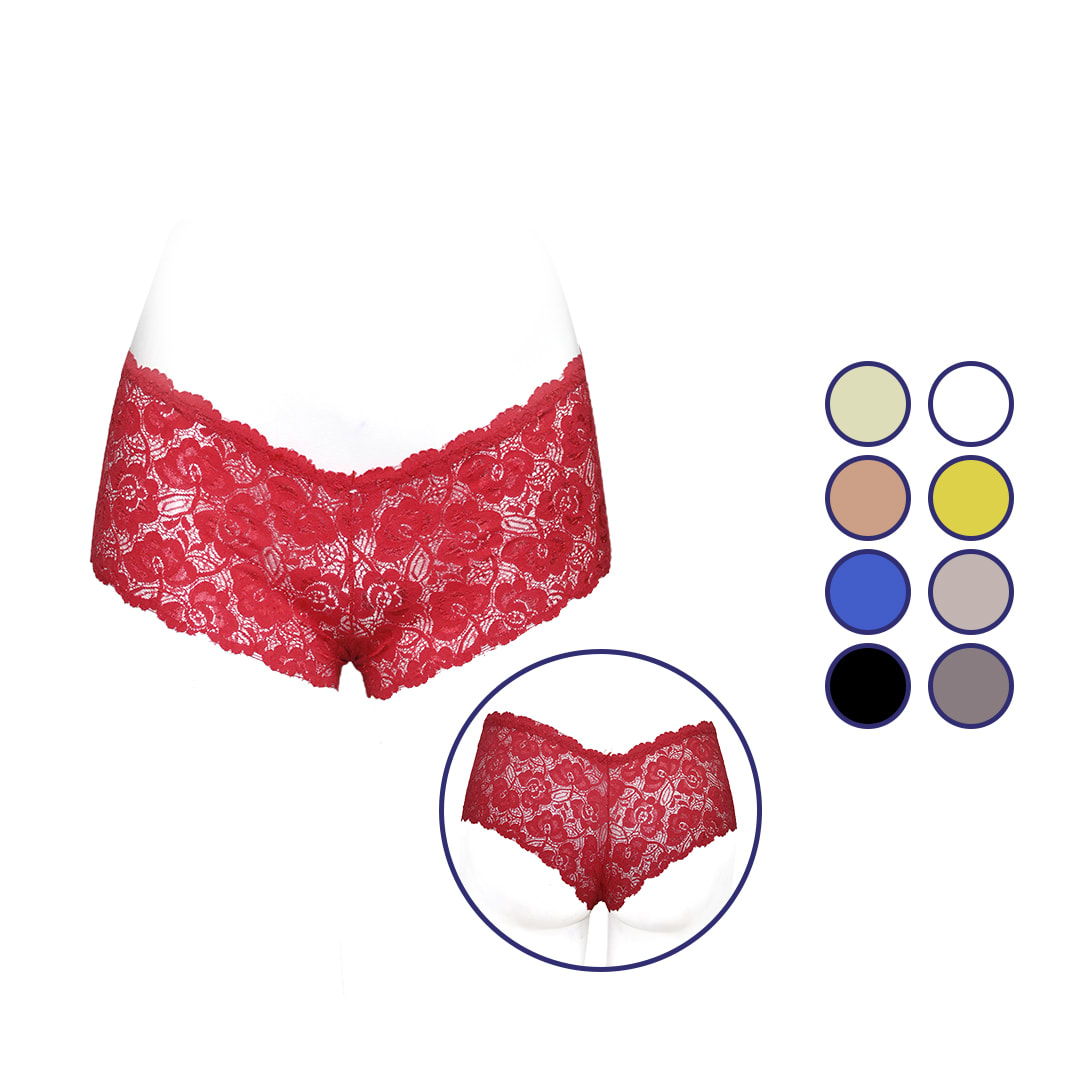 Pantaletas flores bordado en colores lisos surtidos para mujer - Pack ...