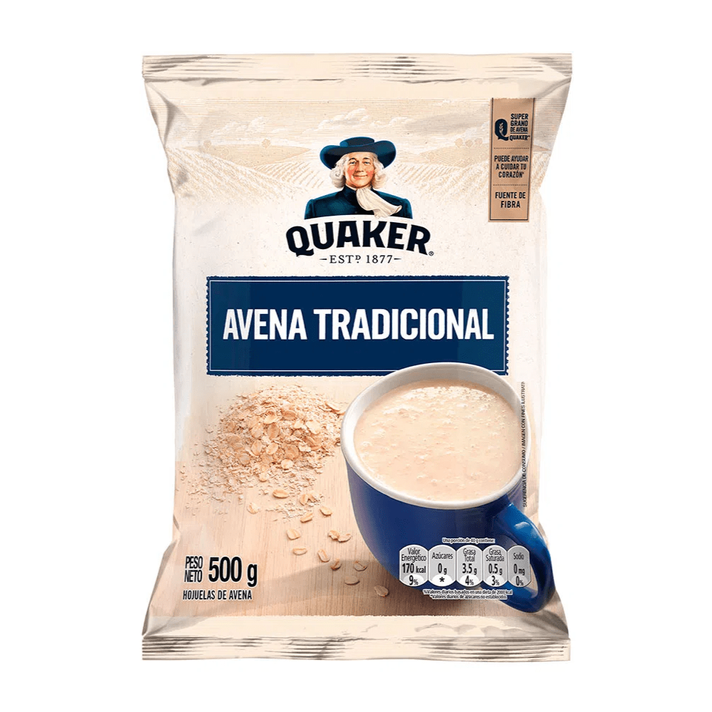 AVENA TRADICIONAL QUAKER 500G | PLAZA MULTIPACK