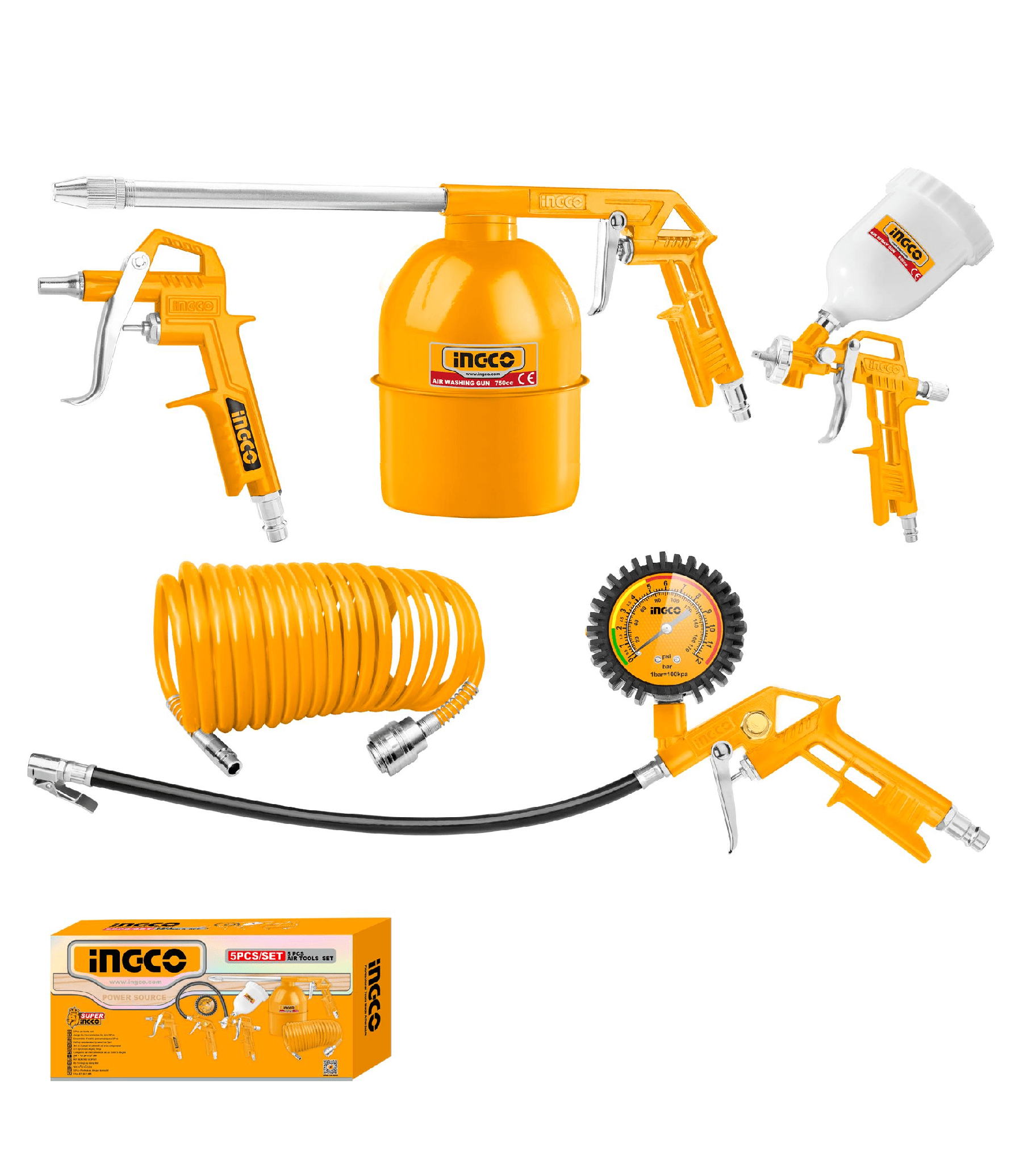 KIT PARA COMPRESOR DE 5 PZAS INGCO | Comercial Gyma