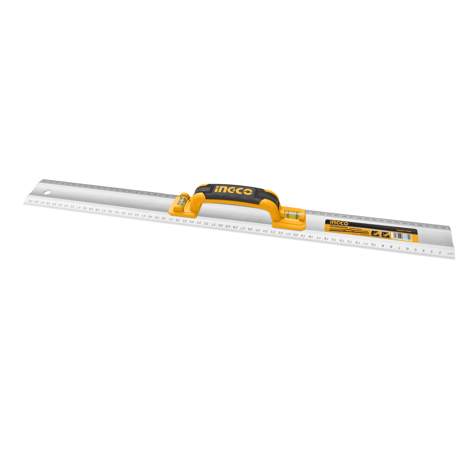 REGLA ALUMINIO CON NIVEL BURBUJA 60 x 3 CM INGCO | Comercial Gyma